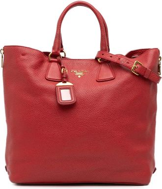 Prada Hobo Bags - Vitello Daino Side Zip Shopper Tote - Gr. unisize - in Rot - für Damen