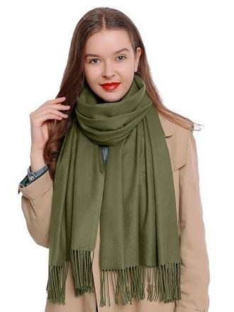 DonDon &Eacute;charpe femme hiver chaud et douce Ch&acirc;le Etole Foulard 185 x 65 cm - vert