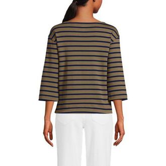Lands End Supima Shirt mit 3/4-Glocken&auml;rmeln, Damen, Gr&ouml;&szlig;e:48-50 regular, Braun, Baumwolle, by Lands End
