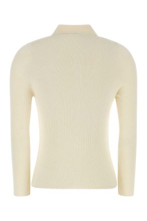Fendi Womens Cream Stretch Wool Blend Shirt Ivory Exterior: Silk Elastane Camicie