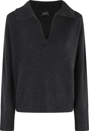 Roberto Collina Femme, Pulls, Noir, Taille: 36 FR Pull Polo en Laine Noire