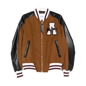 The Attico Femme, Vestes, Brun, Taille: 34 FR Bomber marron chameau avec manches en cuir