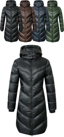Covalliero Damen Steppmantel | Wintermantel mit Kapuze | Reitmantel mit Reitschlitz | wasserabweisender Damen Mantel mit üppiger Wattierung | Reitbekleidung in B