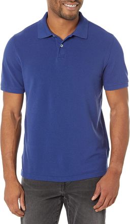 Amazon Essentials Herren Piqué-Poloshirt aus Baumwolle, Schmale Passform, Marineblau, M