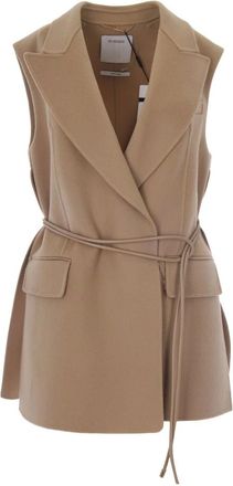 Sportmax Femme, Vestes, Brun, Taille: 36 FR Gilet en Laine Double Face
