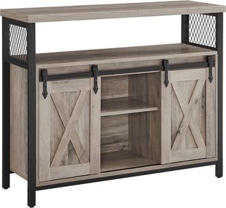 Vasagle Sideboard, K&uuml;chenschrank, Aufbewahrungsschrank, mit 2 Schiebet&uuml;ren, 33 x 100 x 80 cm, verstellbare Ablagen, Landhausstil, f&uuml;r Wohnzimmer, Greige-schwa