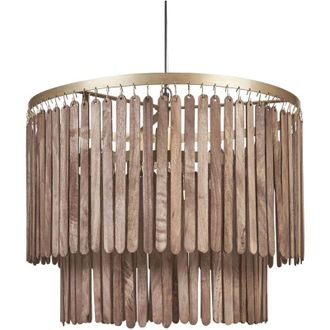 Beliani H&auml;ngeleuchte KAVERI Mango Holz Braun
