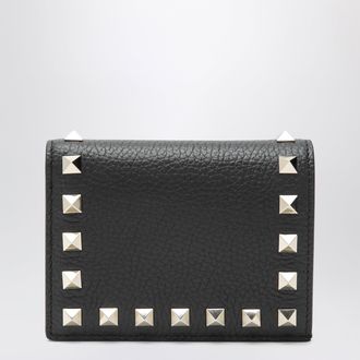 Valentino Garavani Schwarzes Rockstud-Portemonnaie aus Leder