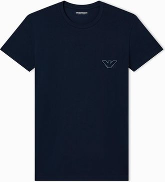 Emporio Armani Herren MEGALOGO Crew Neck T-Shirt Blau M Slim Fit, blau, M