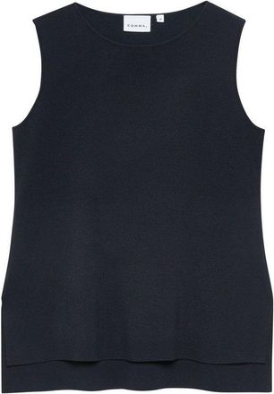 Comma Rundhalspullover Strickpullunder Viskosemix-Stricktop mit ausgestelltem Saum