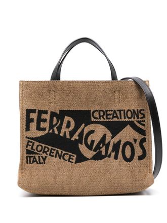 Ferragamo petit sac Venna à logo brodé - Tons neutres