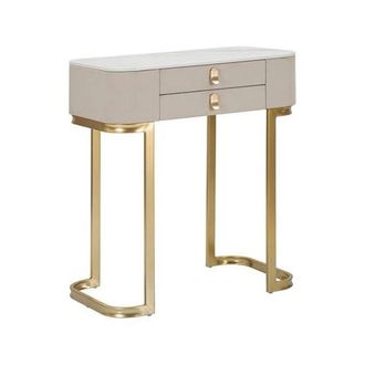 Dmora Konsolentisch Bolzano, Tisch, Eingangskonsole, Regal, Creme und Gold, 70x40 h80 cm