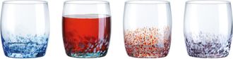 Anton Studio Designs Speckle Handgefertigte DOF-Becher f&uuml;r Whisky, Spirituosen oder Wasser - 350 ml - Mehrfarbig - Set mit 4 eleganten Gl&auml;sern