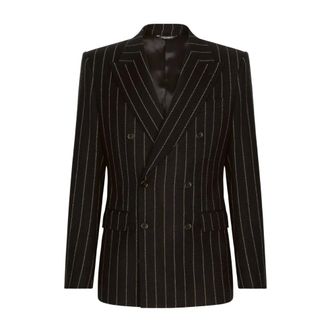 Dolce & Gabbana Homme, Costumes, Noir, Taille: M Veste crois&eacute;e &agrave; rayures tennis