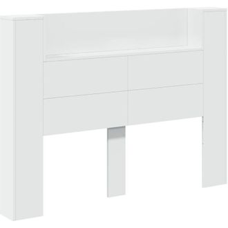 vidaXL Kopfteil-Schrank mit LED mit Regal Wei&szlig; 140 x 16,5 x 103,5 cm vidaXL