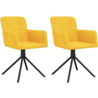 vidaXL Esszimmerstühle 2 Stk. Drehbar Gelb Samt vidaXL