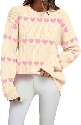 Generic Pull tendance en tricot pour femme pour la Saint-Valentin 2026, beige, XL