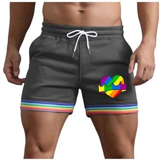 Generic Short d&eacute;t&eacute; pour homme - Couleur unie - Arc-en-ciel - Poche - Cordon de serrage - D&eacute;contract&eacute; - Sport - Course - Short de plage, gris, XXL