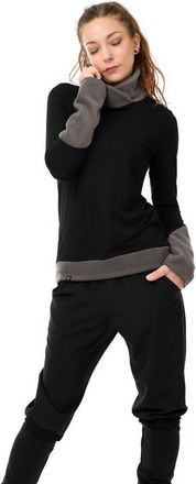 3Elfen Rollkragenpullover Winter Sweatshirt schwarz mit Fleece Rollkragen Grau