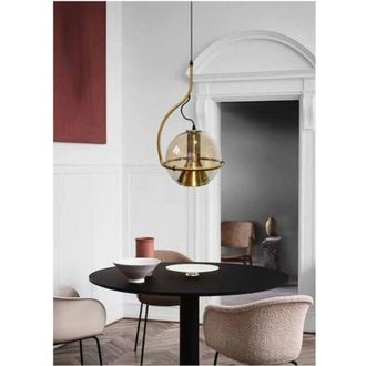 Trade Shop Trade Shop - Glaskugel Kronleuchter Anh&auml;nger Globus E27 verstellbare Pendelleuchte LP-87 - Gold