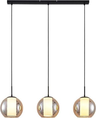 Lindby Neuwertig] Lindby Yela Glas H&auml;ngeleuchte Lampe Leuchte Deckenlampe Dreiflammig Rauchgrau B-Ware