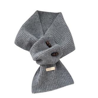 Generic &Eacute;charpe dhiver chaude pour femme avec boutons en bois, &eacute;charpe tricot&eacute;e &eacute;paisse et douce pour temps froid, gris, taille unique