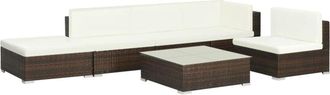 vidaXL Vidaxl - Salon de jardin 6 pcs avec coussins R&eacute;sine tress&eacute;e Marron
