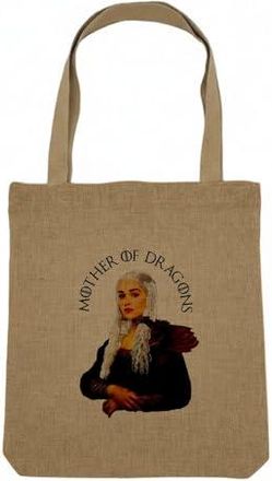 Fabulous Sac Shopping Tote Bag Aspect Lin - Daernys - Mona Lisa Parodie Film Series Peinture Sac de Courses Toile Epaisse 360g Beige Naturel Cabas Port&eacute; Epaule