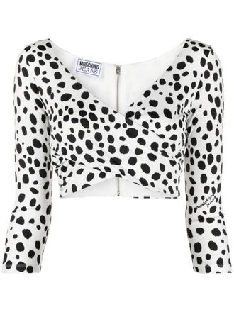 Moschino haut crop &agrave; imprim&eacute; dalmatian - Blanc