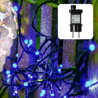 Hellum LED Lichterkette Außen mit Timer, 3,9m beleuchtete Länge 40 LED, Lichterkette blau, strombetrieben mit Stecker, Weihnachtsbaumbeleuchtung mit Kabel in