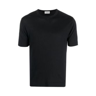 John Smedley Schwarzes Baumwoll-Crew-Neck-T-Shirt - - Tops - Herren - Schwarzk - S