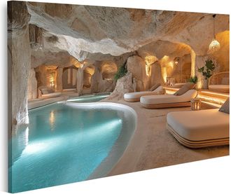 Islandburner Bild auf Leinwand Luxuri&ouml;se H&ouml;hlen Spa mit beleuchteten Pools und Ruhebereichen Bilder Wandbilder Poster