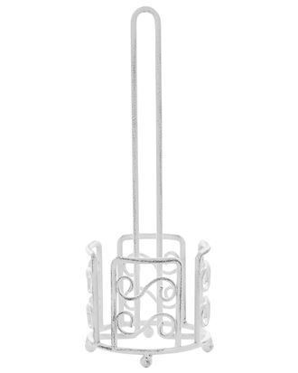 Beliani WC Papierhalter Metall wei&szlig; Antik Optik freistehend Retro Vintage Mandi