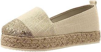 Generic Espadrilles pour femme - Confortables et respirantes - En lin - Chaussures d&eacute;t&eacute; - Paillettes - Chaussures de voile - Doux et l&eacute;g&egrave;res - Chaussures d&eacute;co