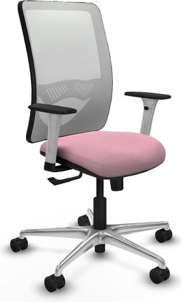 Piqueras y Crespo Rosa Schreibtisch mit Rollen Zulema mit wei&szlig;en und schwarzen Armlehnen, h&ouml;henverstellbare Lendenwirbelst&uuml;tze, 3 Positionen, Wei&szlig; / Rosa