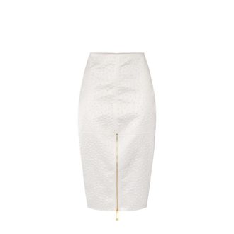 Elisabetta Franchi Rock in Taft mit Strau&szlig;enprint - - Skirts - Damen - Beige - M