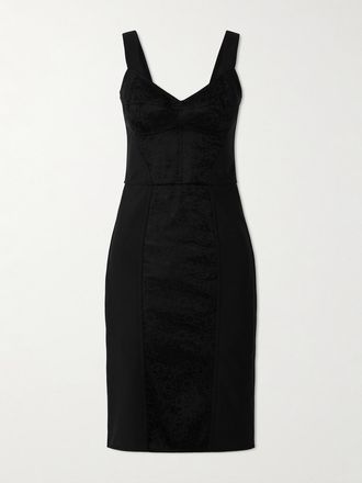 Dolce & Gabbana Robe Midi En Jersey &Agrave; Finitions En Dentelle - Noir