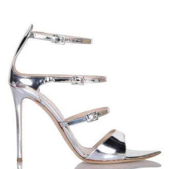 Ninalilou Silberner Spiegel-Sandalette mit Stiletto-Absatz - - Shoes - Damen - Grau - 38 EU