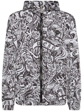 Philipp Plein Windbreaker mit Tattoo-Print - Schwarz