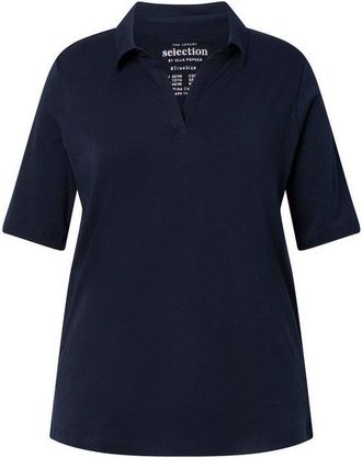 Ulla Popken Poloshirt Poloshirt A-Linie Halbarm Pima Cotton