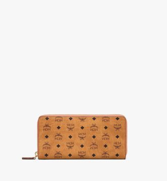 MCM Aren Portemonnaie mit Rundum-Reissverschluss in Visetos COGNAC OTHER