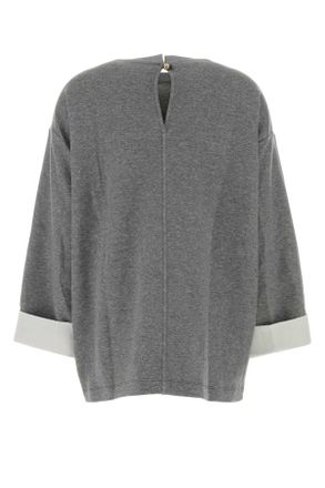Carven Contrast Cuff Sweater - Gray