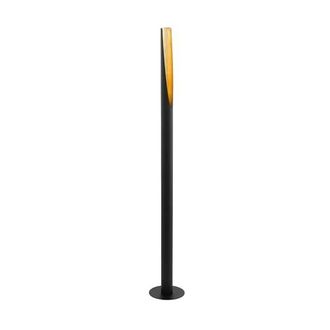 Eglo lampadaire BARBOTTO, 1 lampadaire à flamme, lampe à tige en acier, couleur : noir, or, douille : GU10, interrupteur à pied inclus