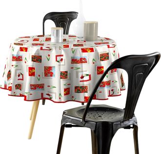 Douceur d'Int&eacute;rieur Tulipe Tischdecke, rund (Durchmesser 160 cm), PVC mit Fotodruck