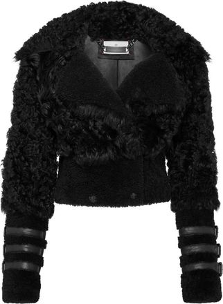 Philipp Plein Femme, Vestes, Noir, Taille: 40 FR Shearling Jacket Gothic Plein