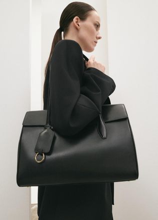 Mango Sac cabas avec breloques en cuir noir - Femme - Taille unique - MANGO