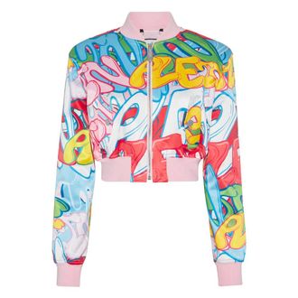 Philipp Plein Femme, Vestes, Multicolore, Taille: 38 FR Bomber court en satin