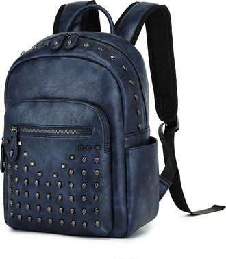 Miss Lulu Rucksack Damen Klein Cityrucksack Tagesrucksack PU Punk Goth Schule Rucksack mit Nieten f&uuml;r Reisen Alltags