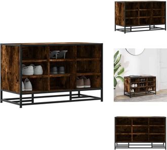 vidaXL Schuhbank Räuchereiche 84x40x53,5 cm Holzwerkstoff und Metall - Schuhbank - Schuhbänke - Flurbank - Dielenbank