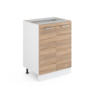 Vicco Meuble Bas de Cuisine R-Line, Sonoma/Blanc, 60 cm sans Plan de Travail